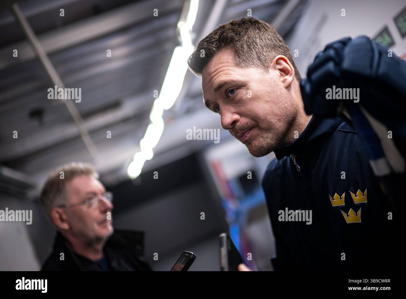 Head coach Sam Hallam of, Sweden. , . after a practice session during ...