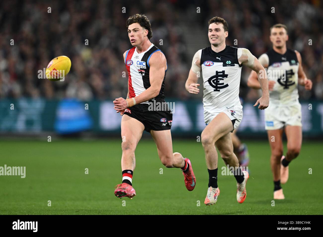 Melbourne, Australia. 09th May, 2025. Darcy Wilson of St Kilda during the AFL Round 9 match ...