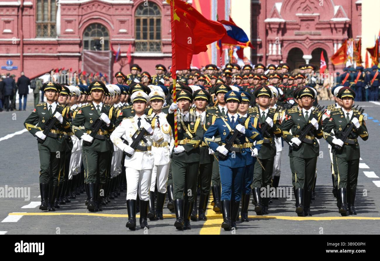 Moscow, Russia. 09th May, 2025. People's Liberation Army soldiers march ...