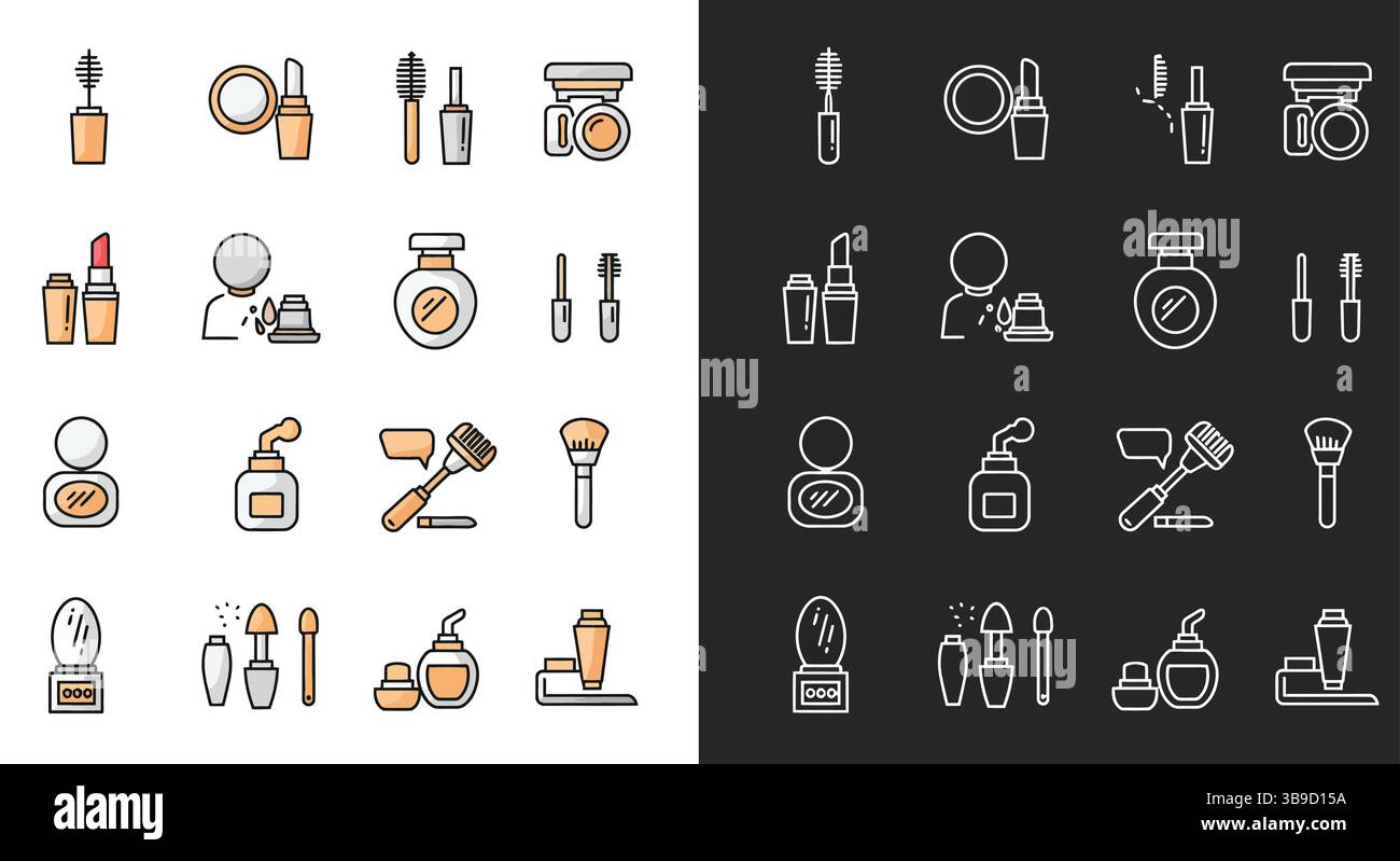 Cosmetic Makeup Product Icons Set – Line Art Beauty Symbols Including ...