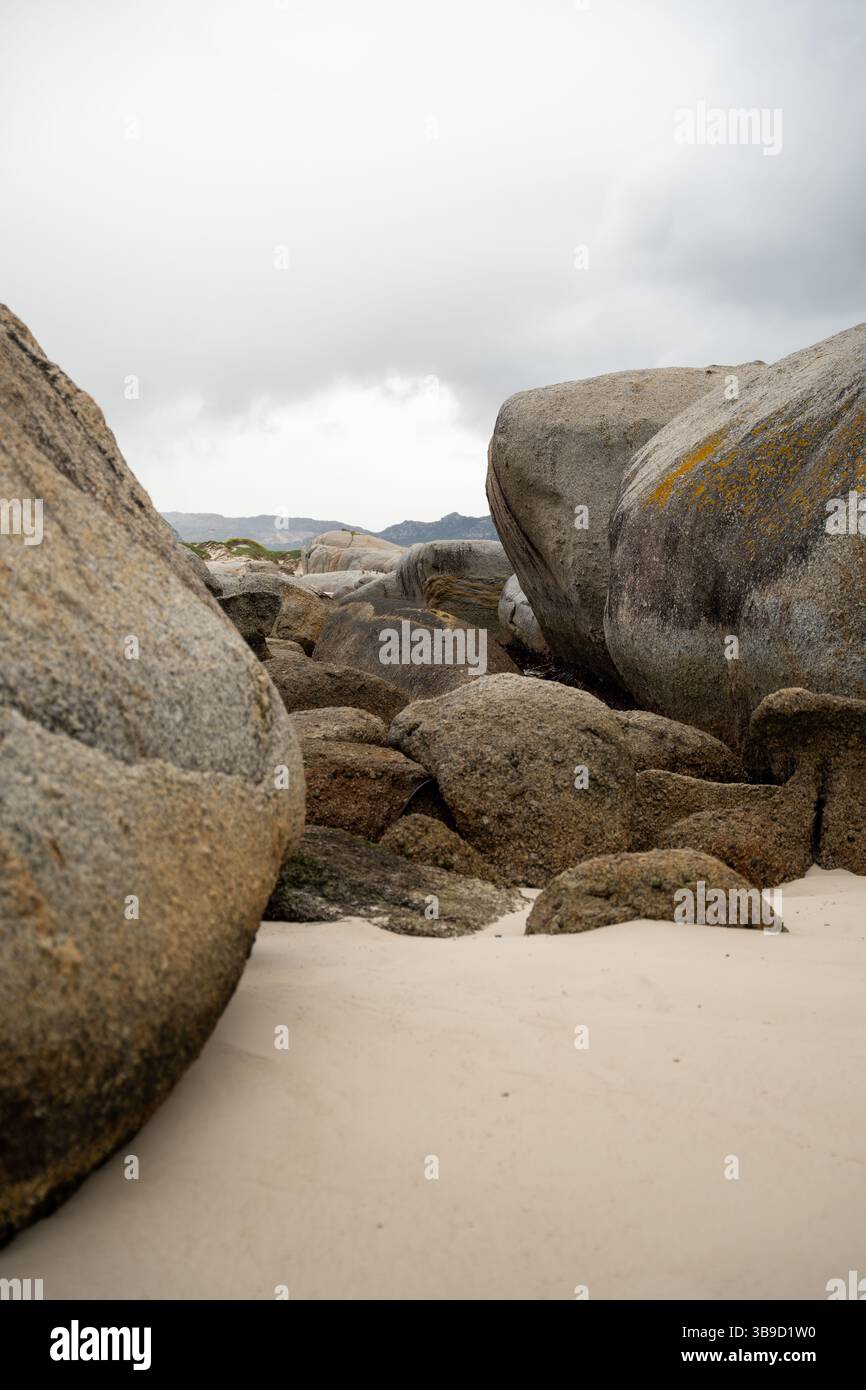 A scenic view of Boulders Beach in Cape Town, South Africa, featuring ...