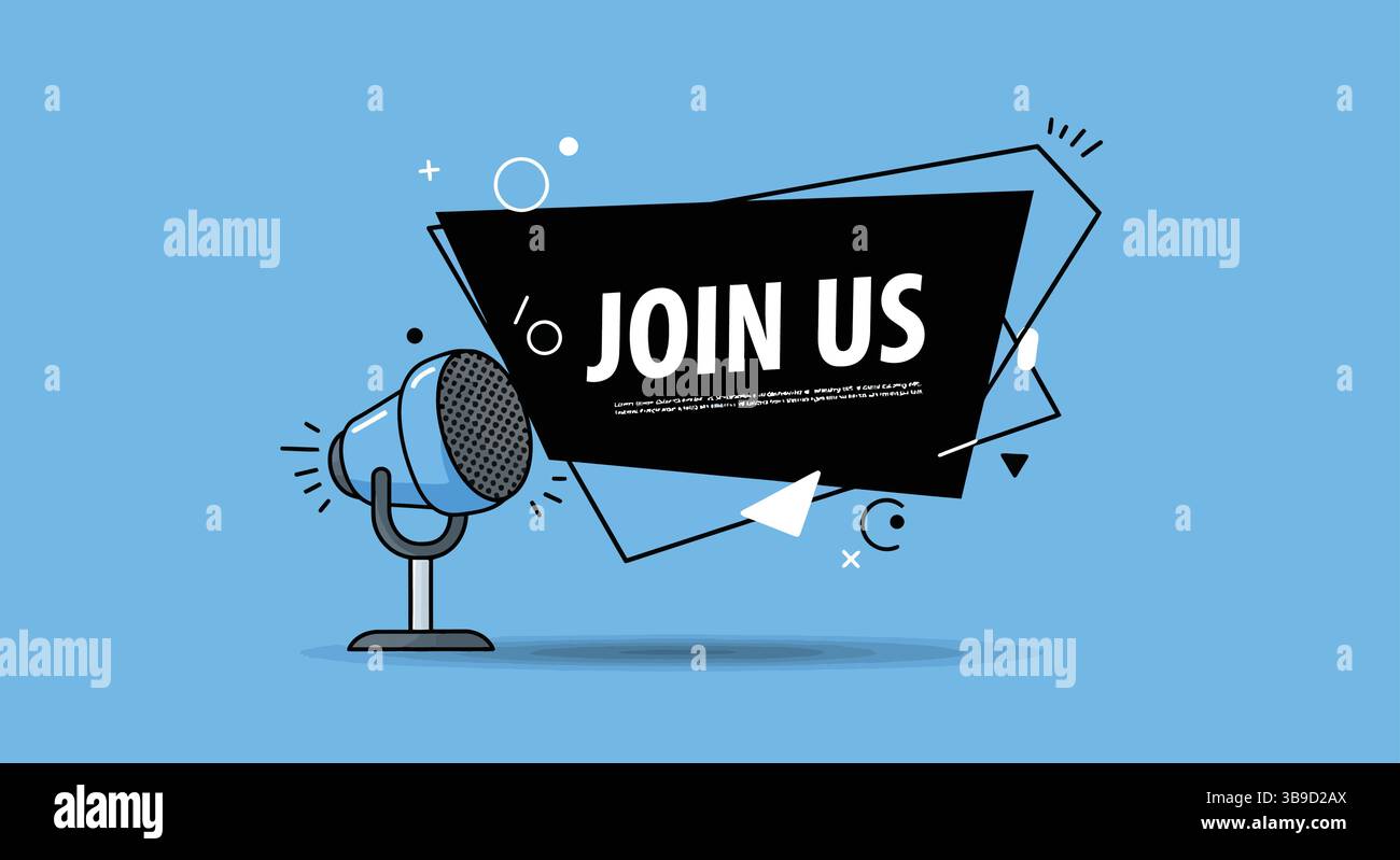Join Us Promotional Banner with Microphone – Event Invite Graphic Stock Vector Image & Art - Alamy