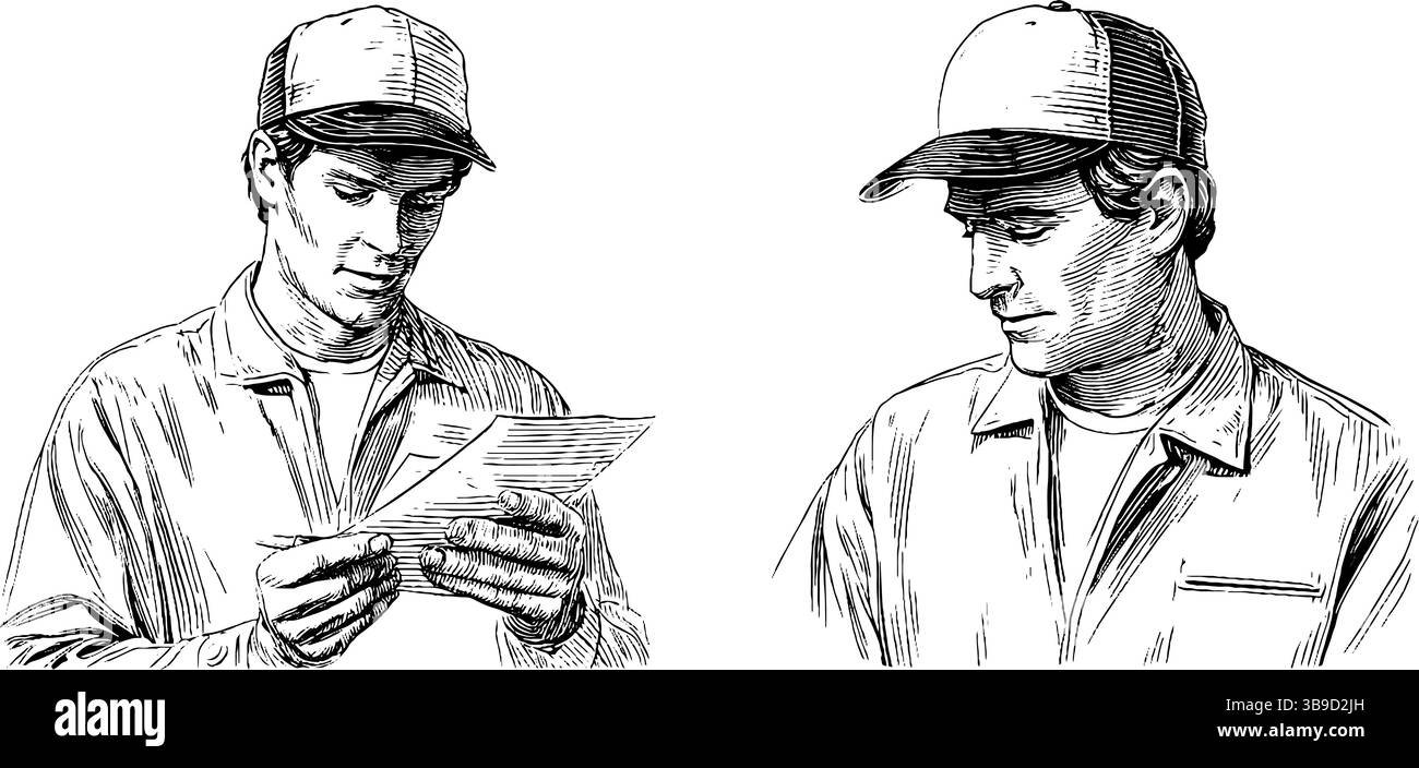 Vintage postal worker engraving hi-res stock photography and images - Alamy