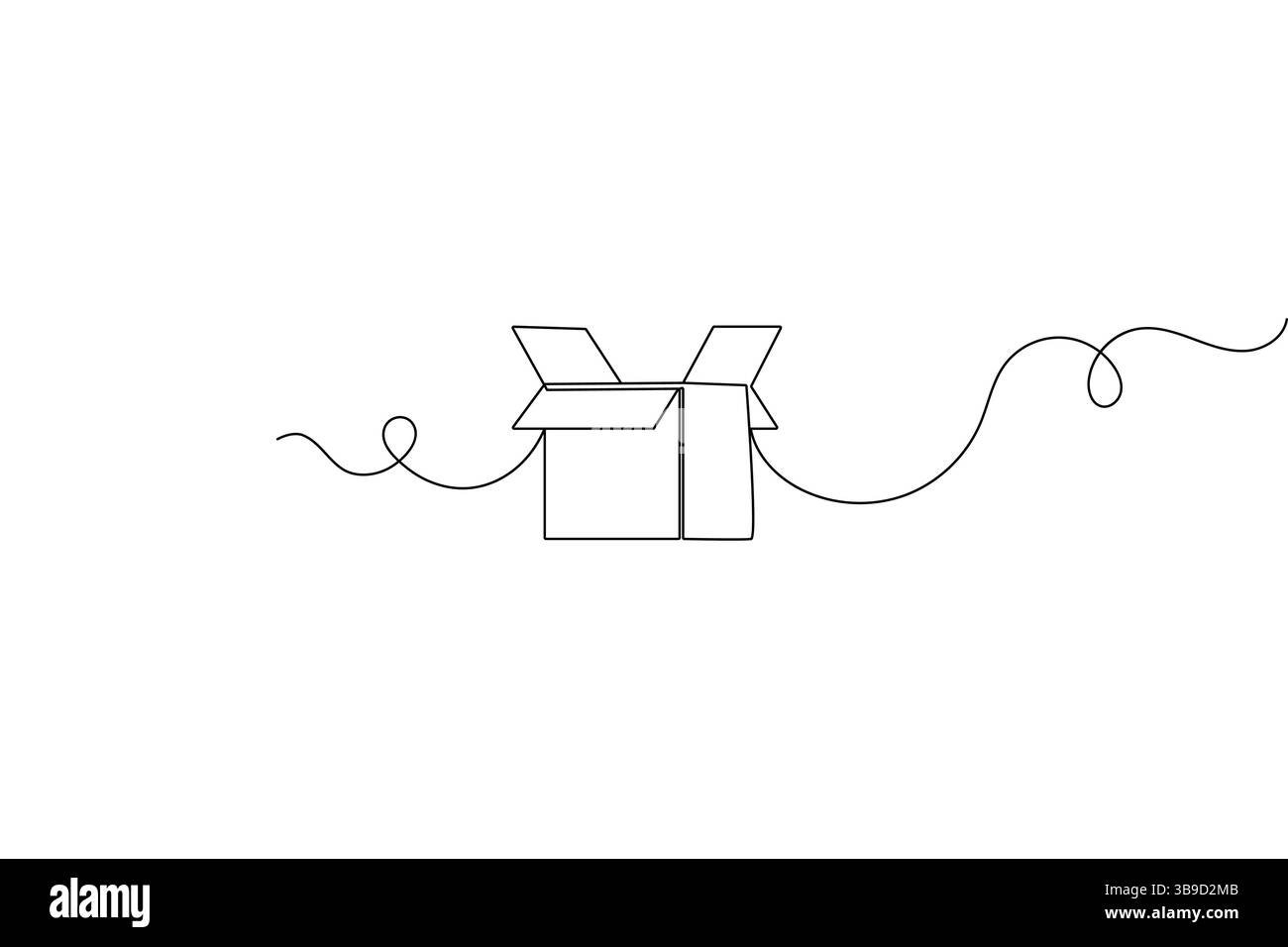Minimal one line carton box sketch vector outline art on white ...