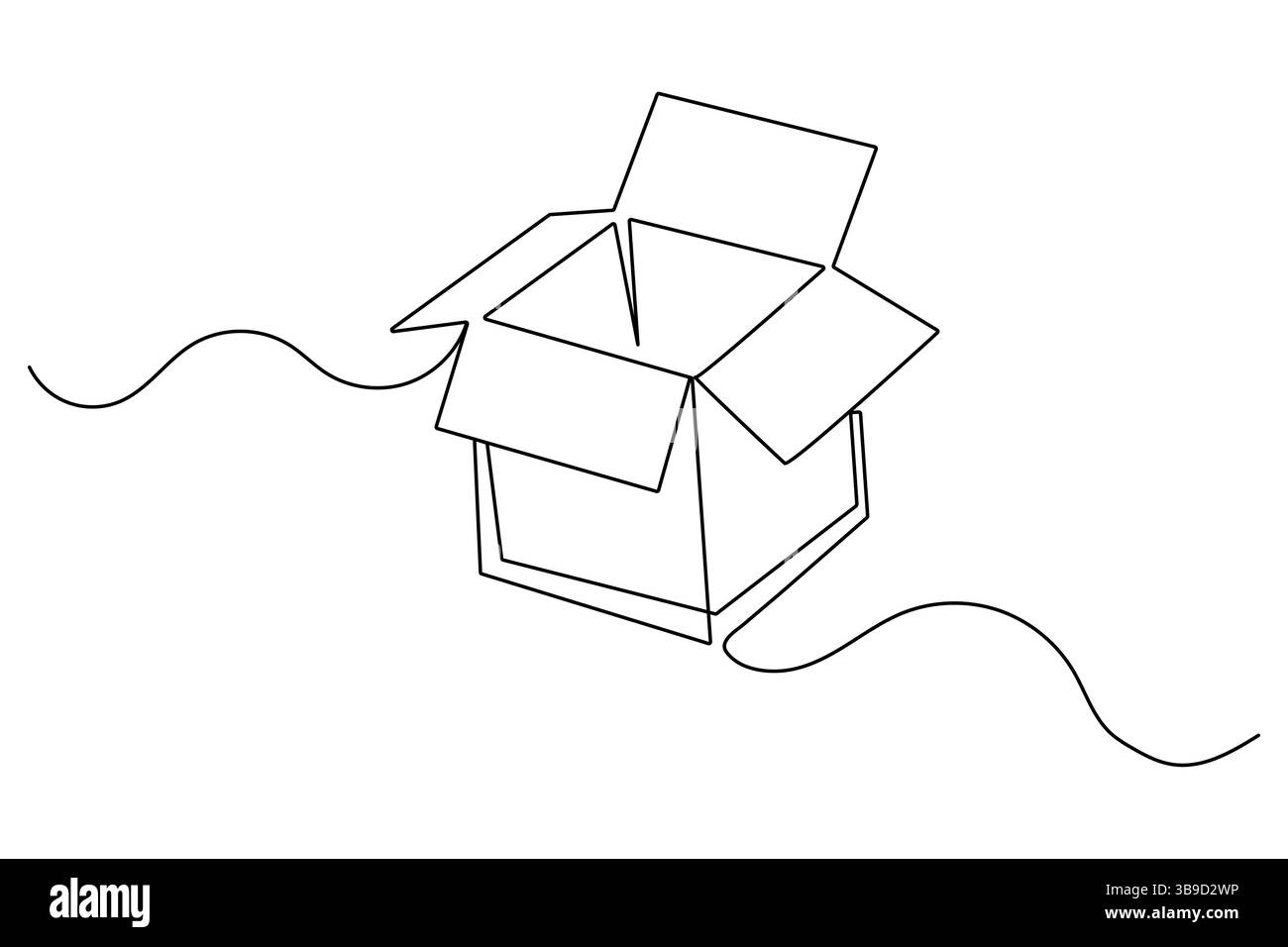 Minimal one line carton box sketch vector outline art on white ...