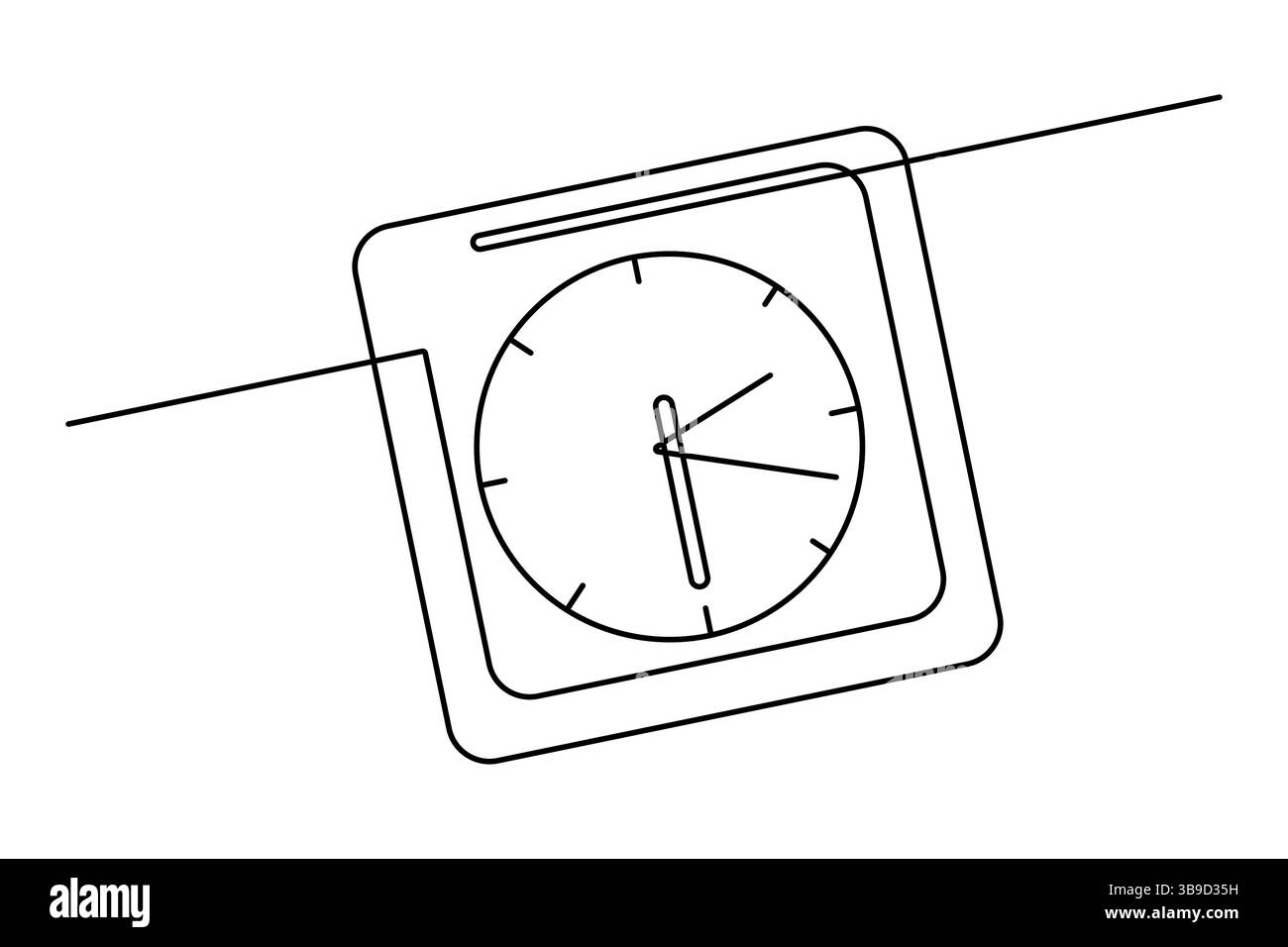 Minimalist clock one line drawing continuous outline vector ...