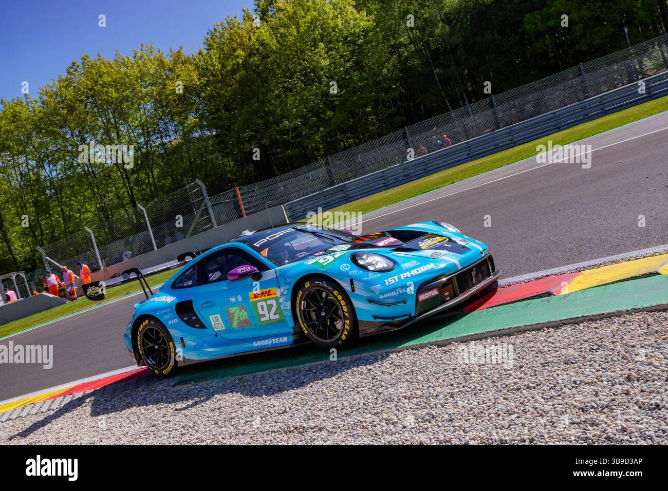 Spa Francorchamps, Belgium. 09th May, 2025. Porsche 911 - Manthey Team pass Througth Les Combes ...