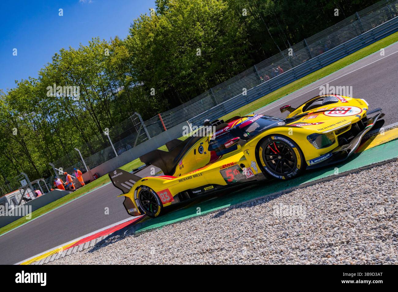 Spa Francorchamps, Belgium. 09th May, 2025. AF Corse Team 83 Hypercar pass Througth Les Combes ...