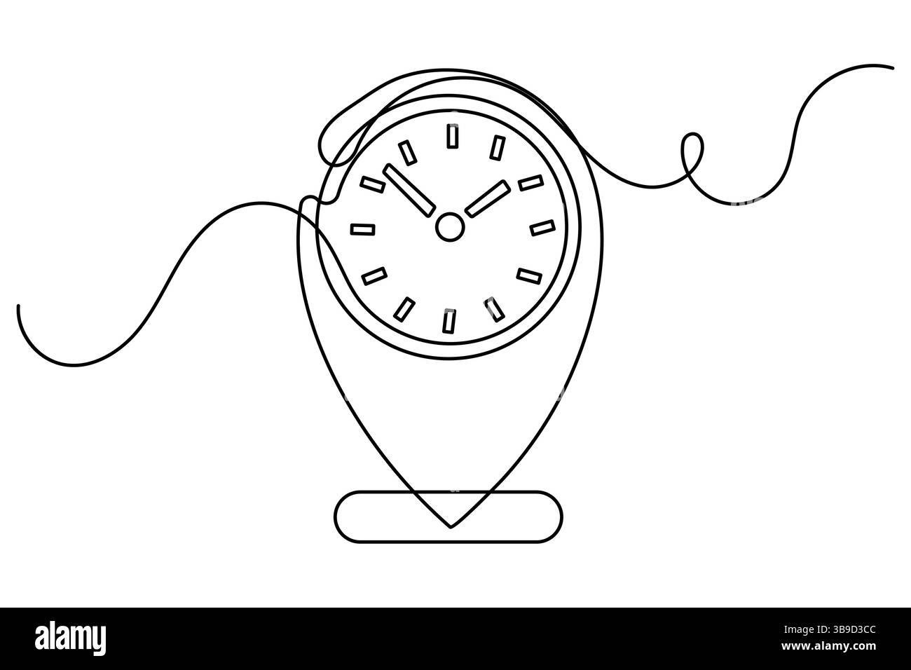 Minimalist clock one line drawing continuous outline vector ...