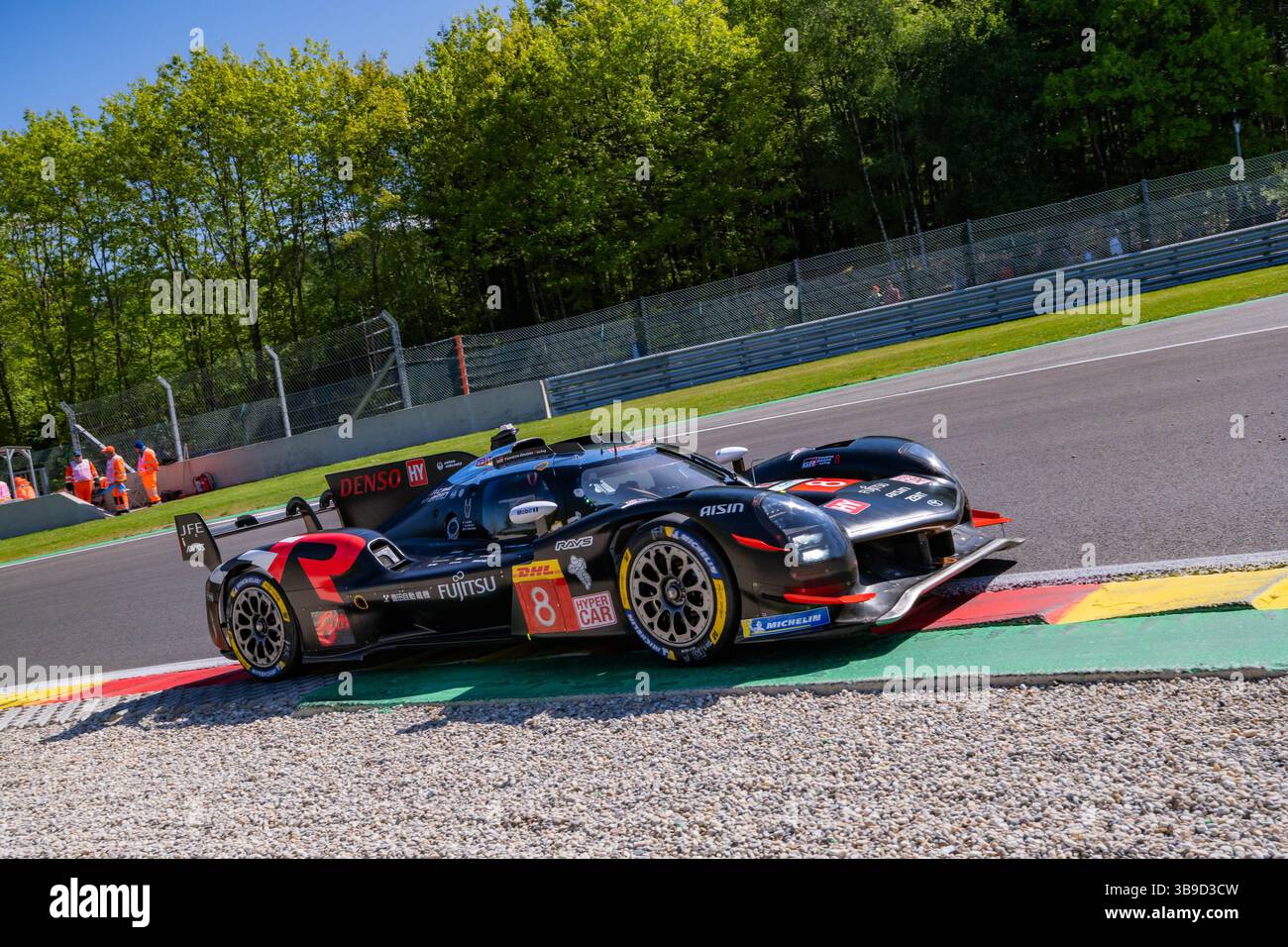 Spa Francorchamps, Belgium. 09th May, 2025. Toyota Gazoo Racing Hypercar pass Througth Les ...