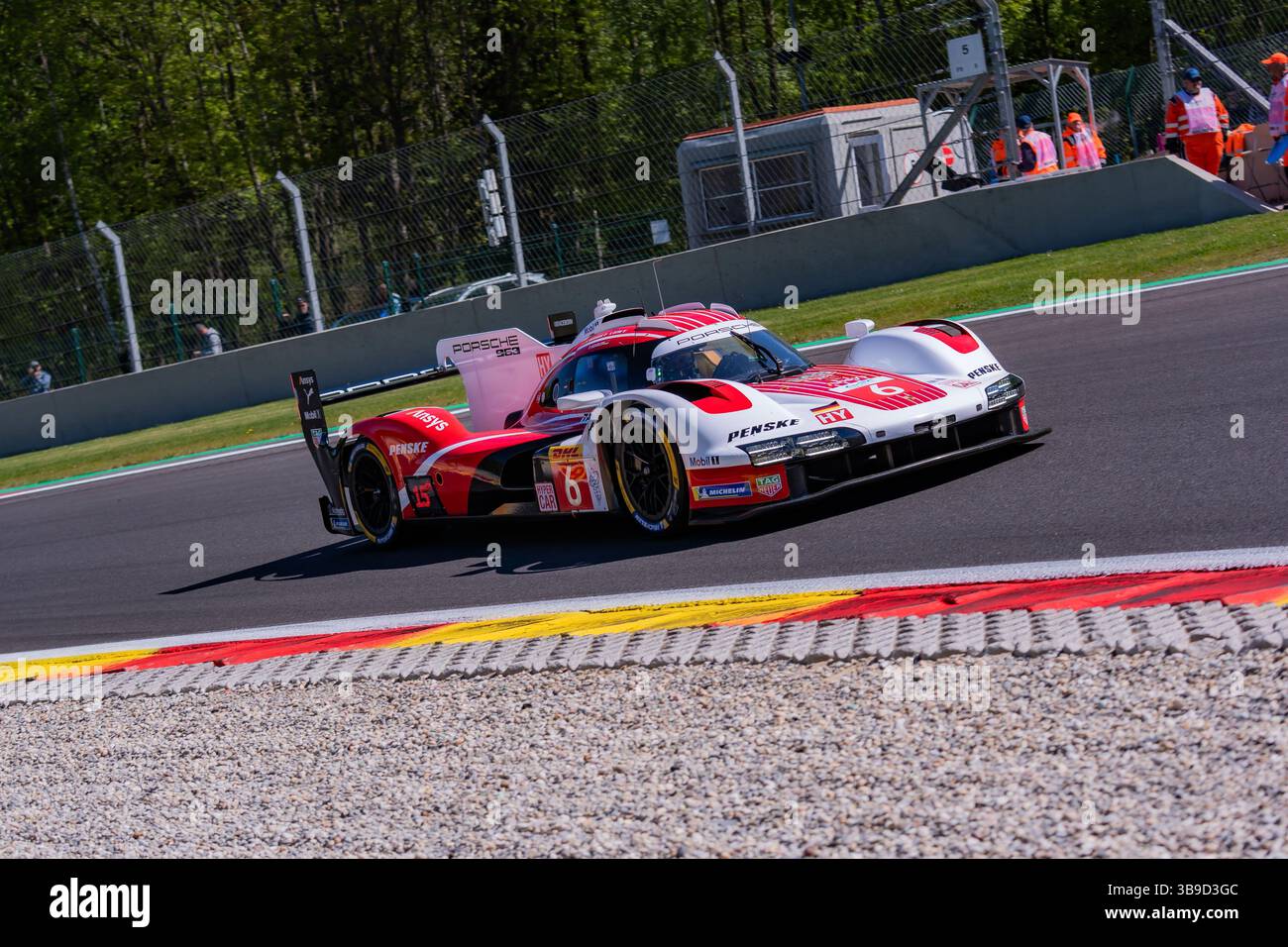 Spa Francorchamps, Belgium. 09th May, 2025. Porsche Penske Team 6 Hypercar pass Througth Les ...