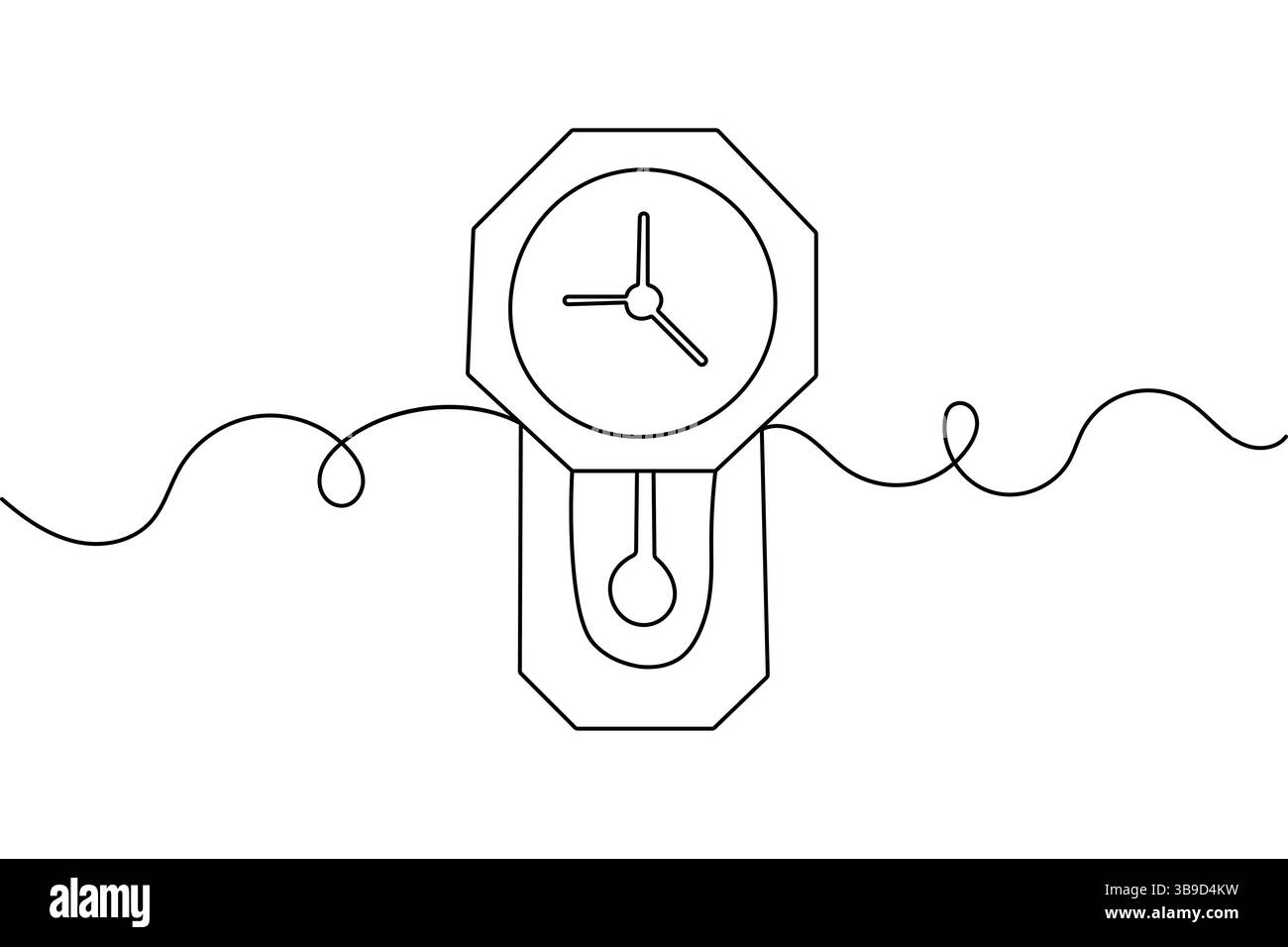 Minimalist clock one line drawing continuous outline vector ...