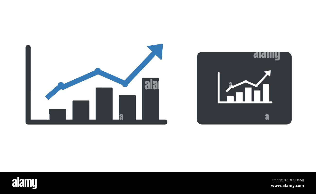 Growth Graph and Bar Chart Icons – Line Art Symbols for Business Analytics, Financial Data ...