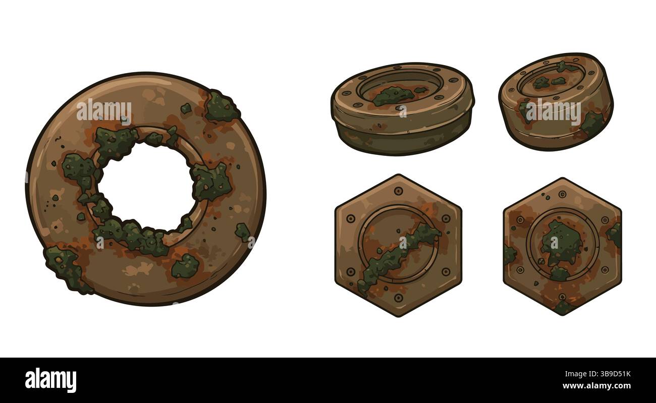 Rusted Metal Ring Washer – Macro Views and Angles of Aged Steel Washer ...