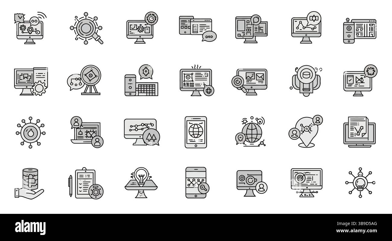 Business Productivity Workflow Icons Line Art Symbols For Task