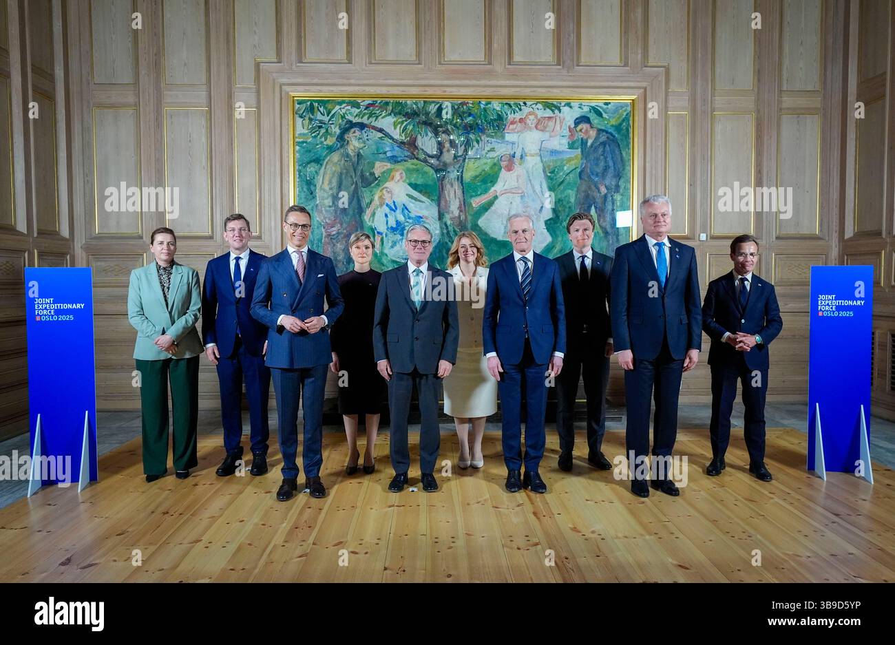 Oslo 20250509. Prime Minister of Denmark Mette Frederiksen (left ...