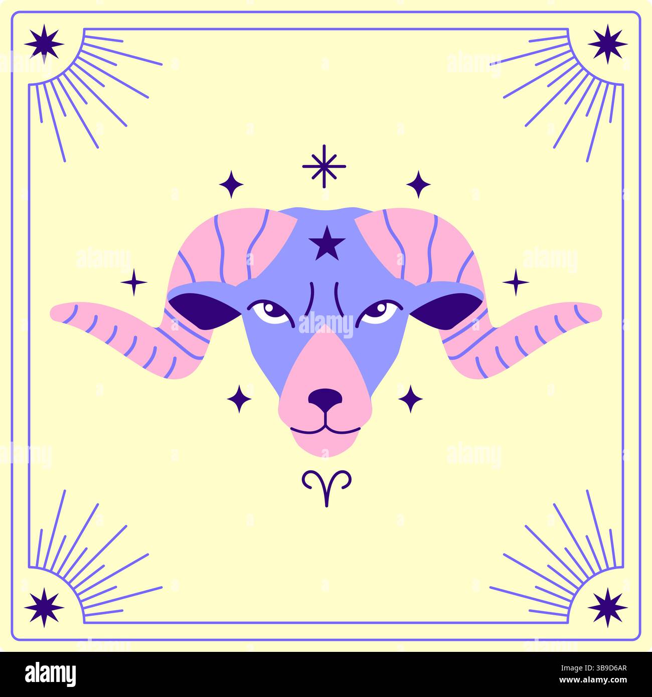 Card with Aries zodiac sign Stock Vector Image & Art - Alamy