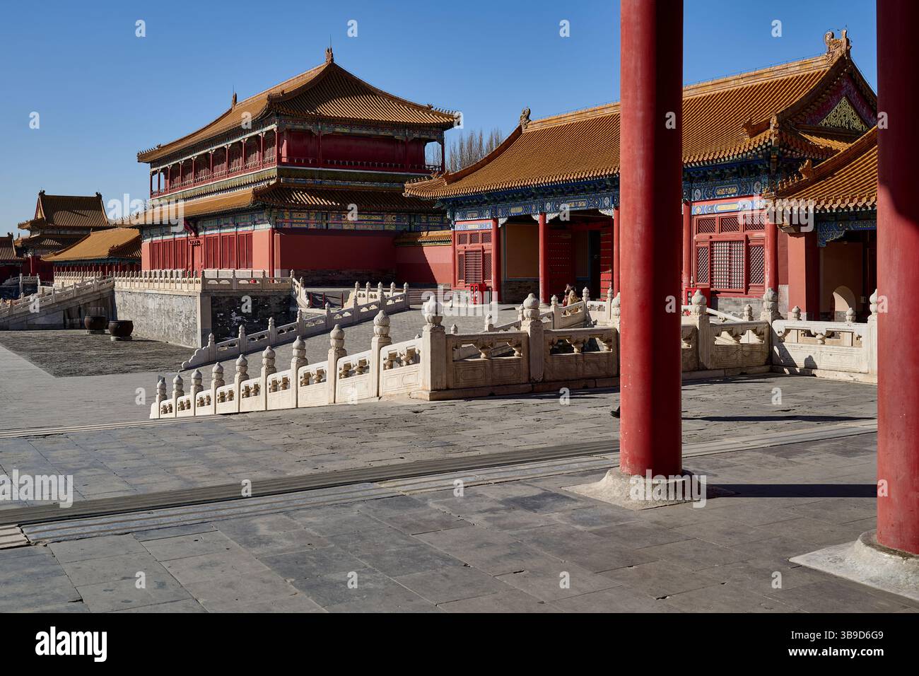 Panoramic View of the Outer Halls in the Forbidden City Under Clear ...