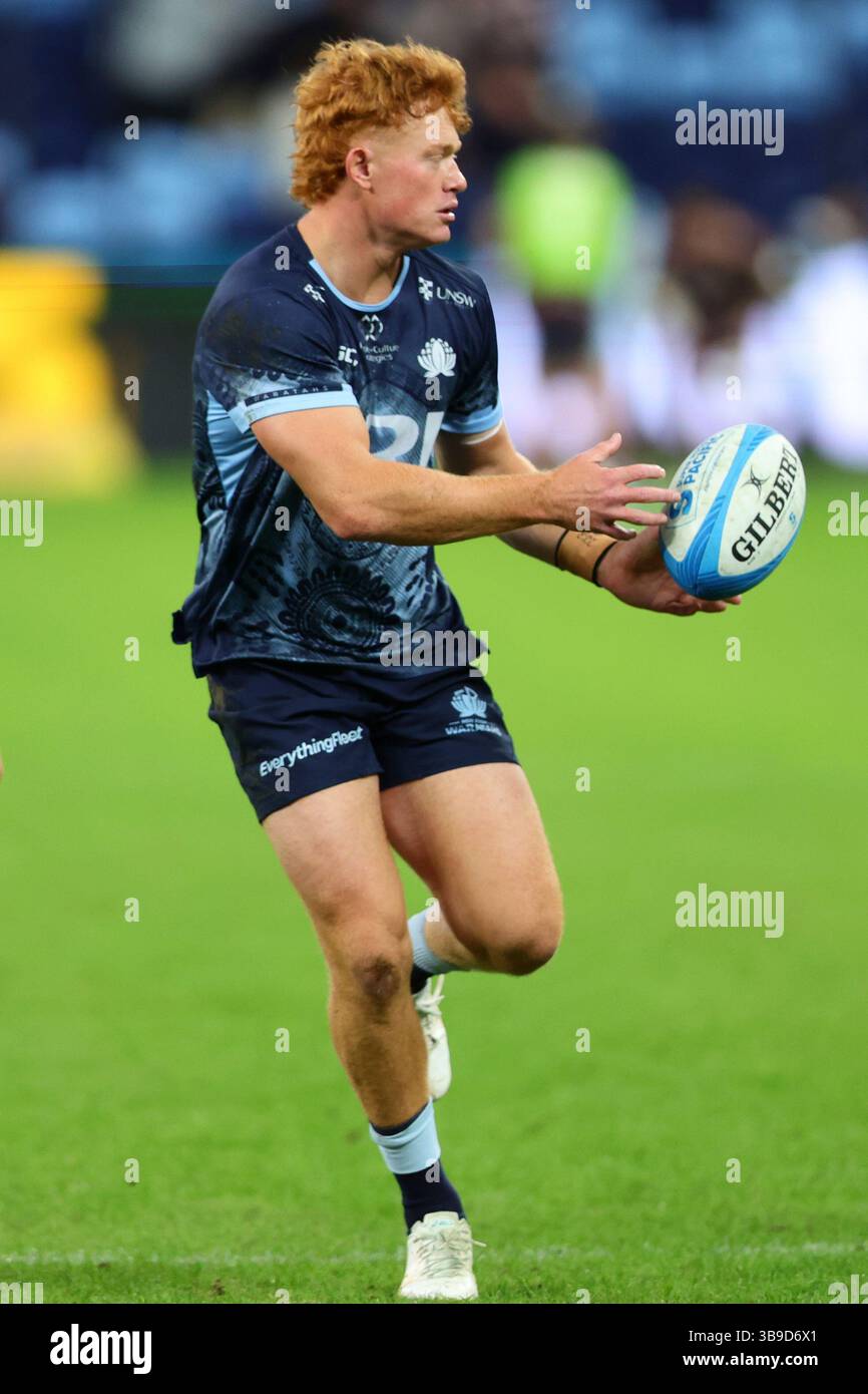 SYDNEY, AUSTRALIA - MAY 09: Tane Edmed of the Waratahs warms up before ...