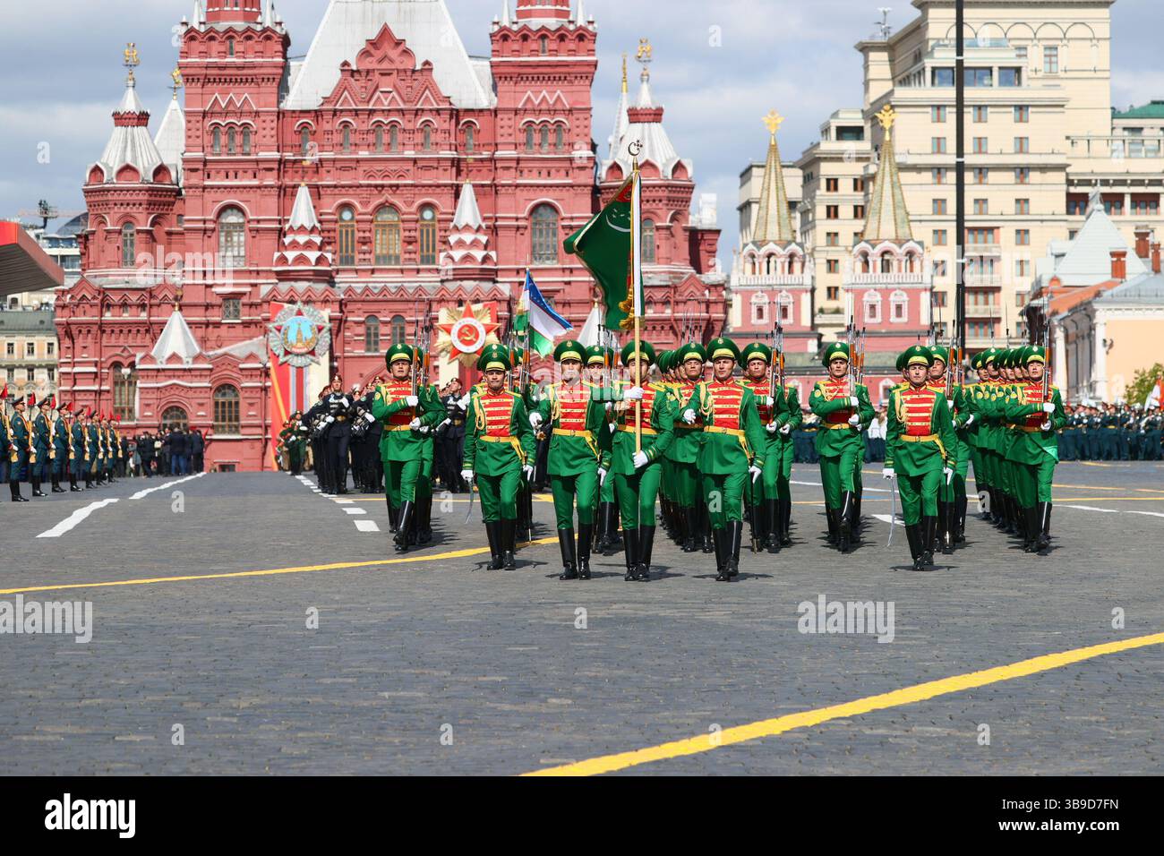 Moscow, Russia. 9th May, 2025. Soldiers march during a grand parade ...