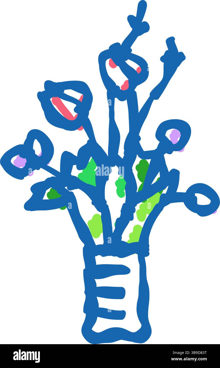 horizontal flower arrangement icon doodle illustration Stock Vector ...