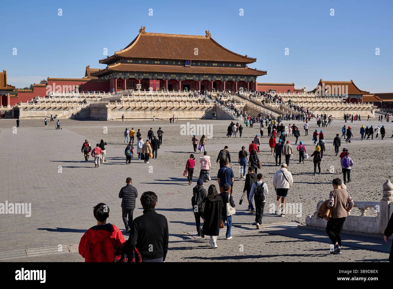A wide-angle view of traditional Chinese imperial architecture in the ...
