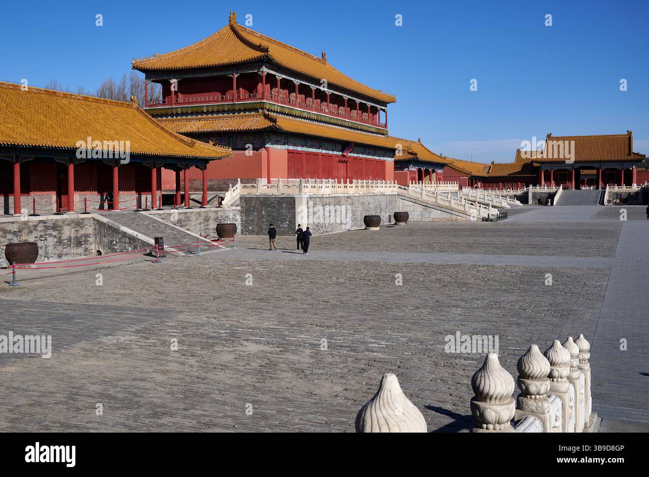 A wide-angle view of traditional Chinese imperial architecture in the ...