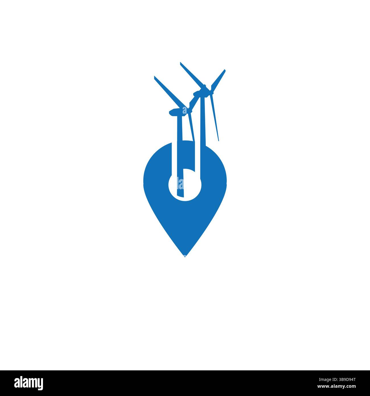 Illustration wind turbine and pinpoint design symbol. Vector ...