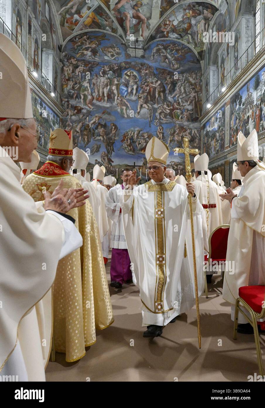 Pope Leo XIV celebrates a Holy Mass with the cardinals in the Sistine ...