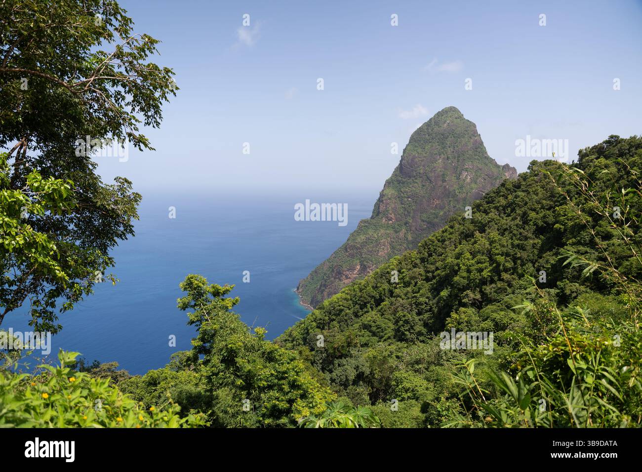 Views from the Tet Paul Nature trail of the Petit Piton on Saint Lucia ...