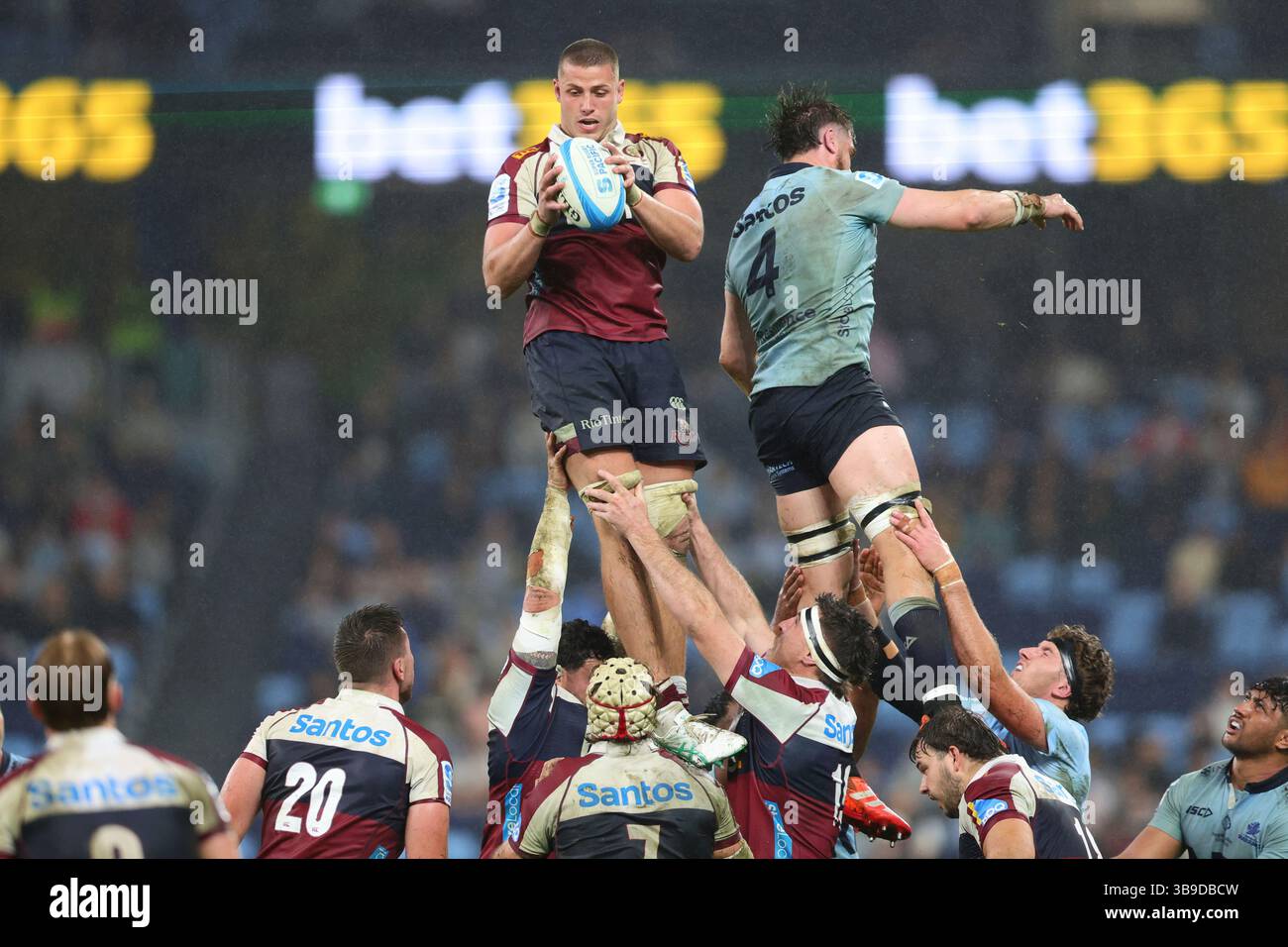 SYDNEY, AUSTRALIA - MAY 09: Josh Canham of Queensland Reds catches a ...