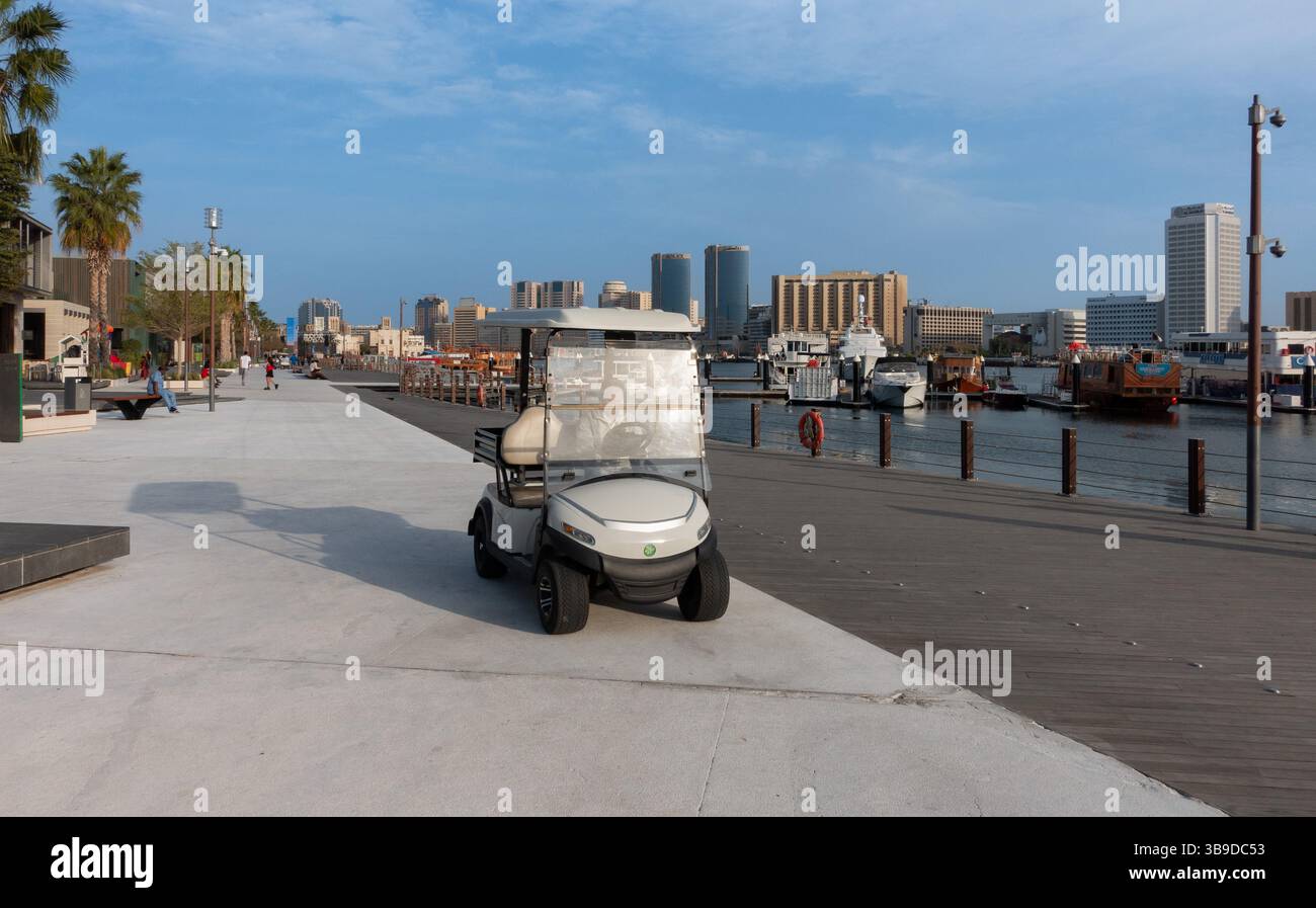 Golf cart used for tourist transfer to hotels ,Al Seef waterfront ...