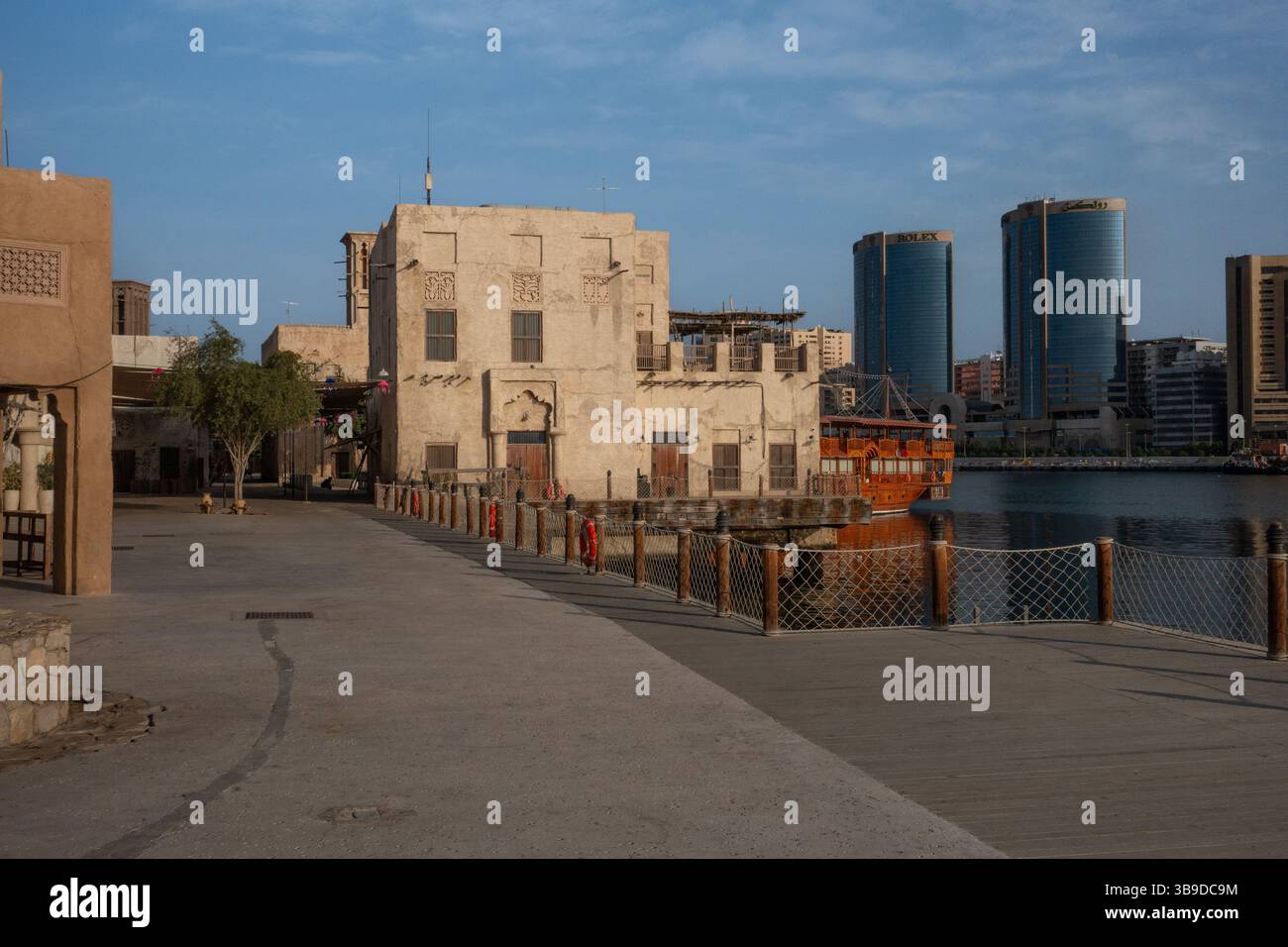 Al Seef historical area in the early morning light, Dubai Creek, Dubai ...