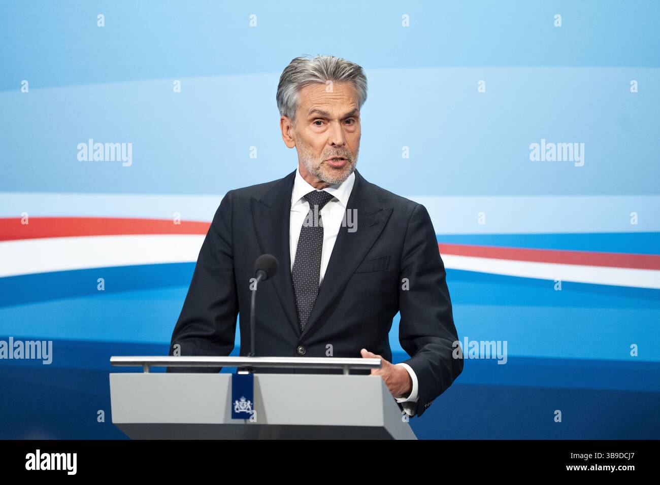 DEN HAAG - Prime Minister Dick Schoof speaks to the press after the ...