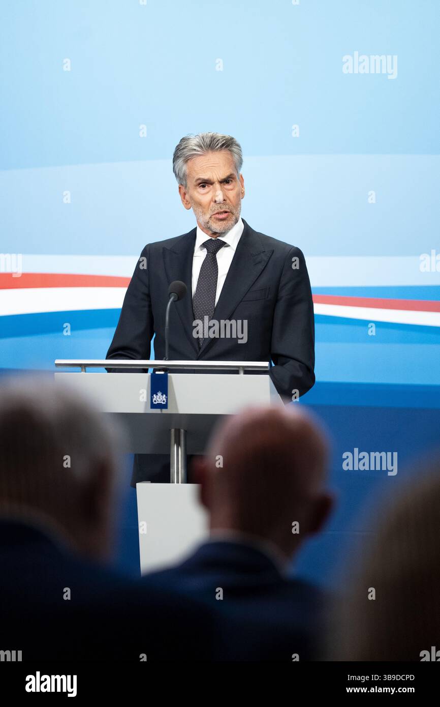 DEN HAAG - Prime Minister Dick Schoof speaks to the press after the ...