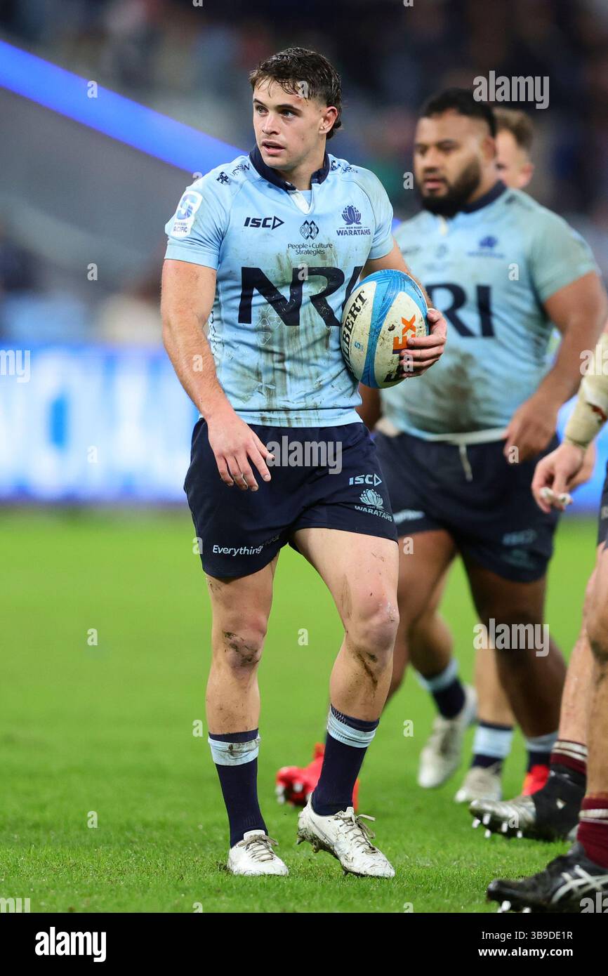 SYDNEY, AUSTRALIA - MAY 09: Teddy Wilson of the Waratahs holds the ball ...