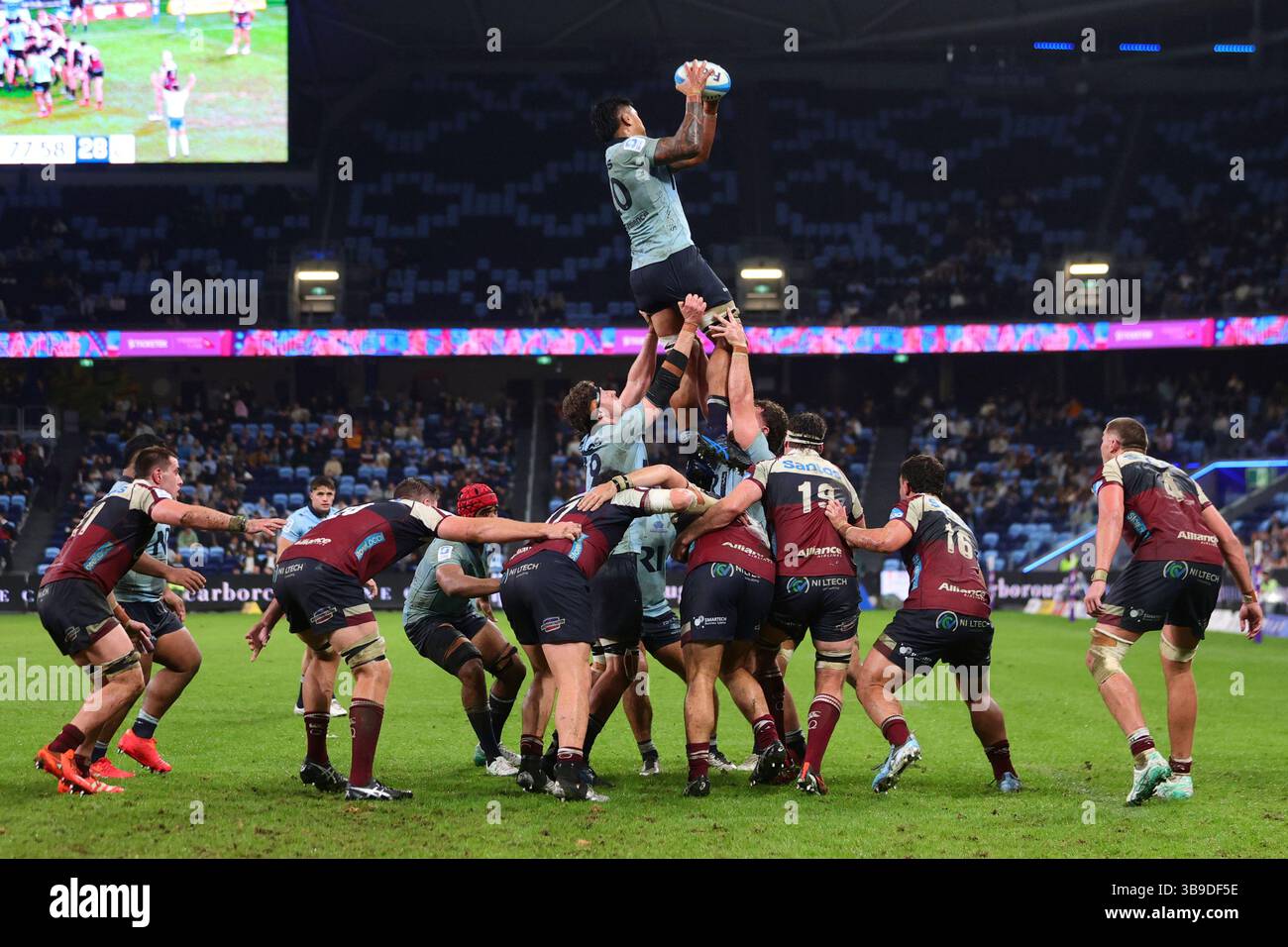 SYDNEY, AUSTRALIA - MAY 09: Felix Kalapu of the Waratahs catches a line ...