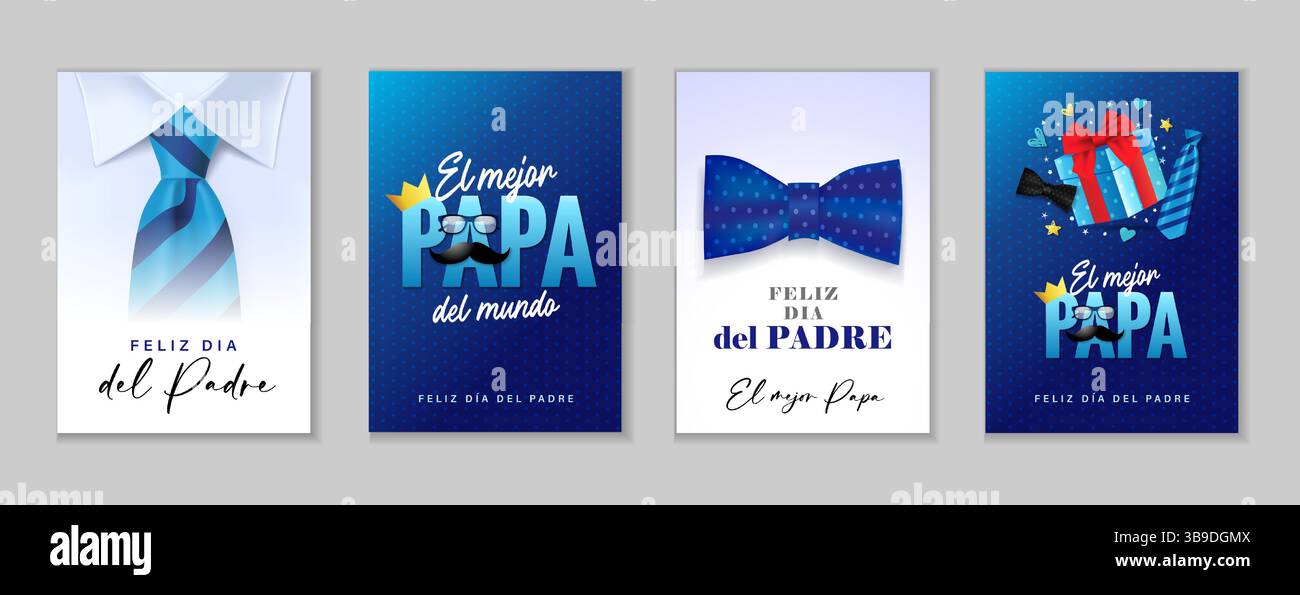 El mejor Papa, Feliz dia del Padre Spanish creative greeting cards set ...