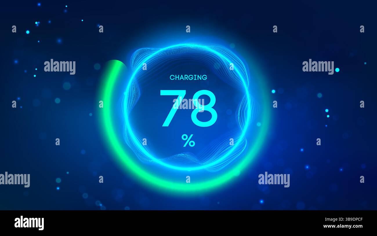 Battery charge 3d technology background. Car battery charging. Blue ...