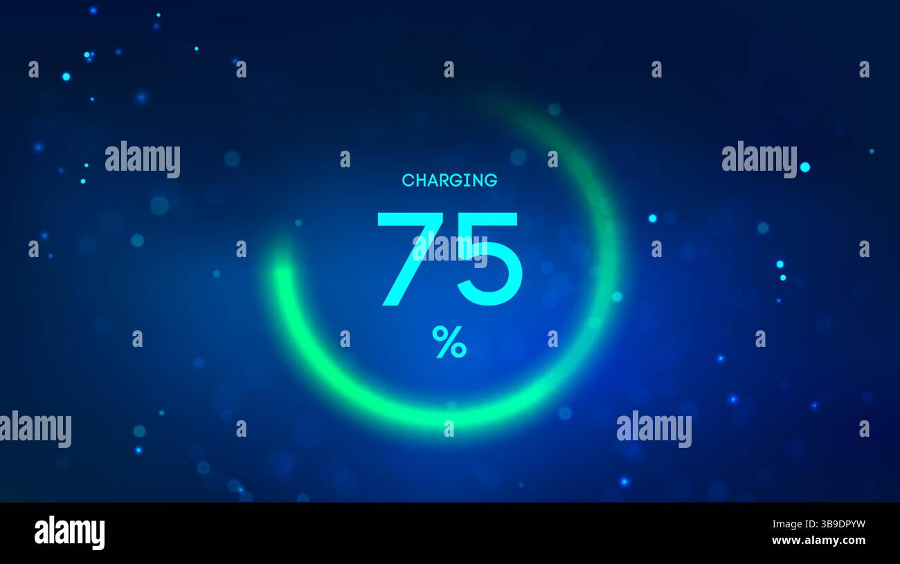 Battery charge 3d technology background. Car battery charging. Blue ...