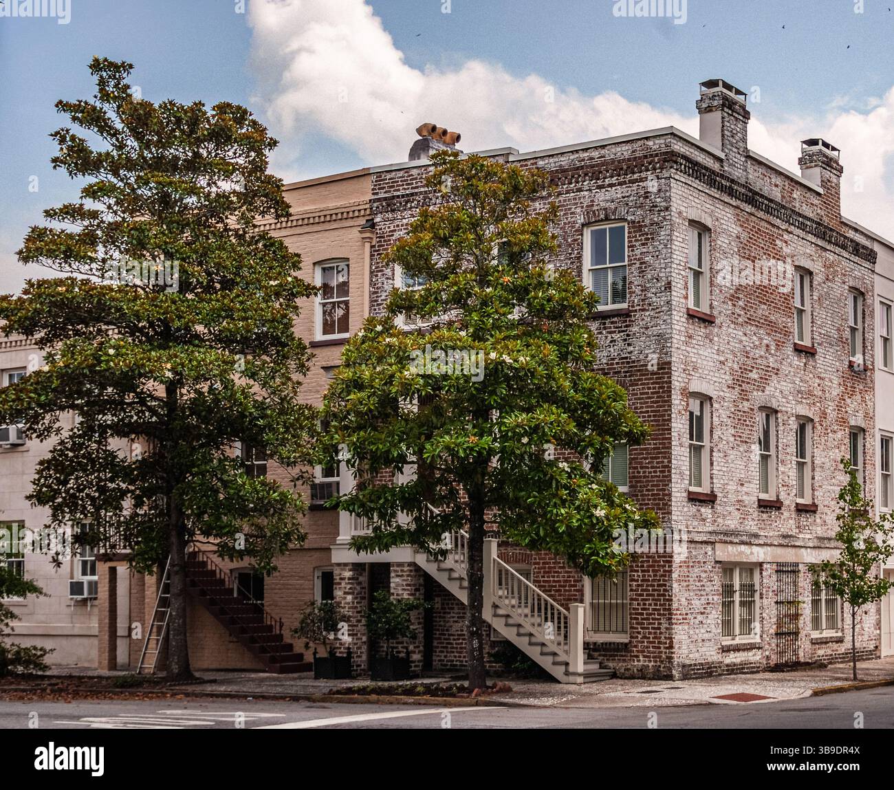 A typical downtown brick historical building in Savannah, Georgia, USA ...