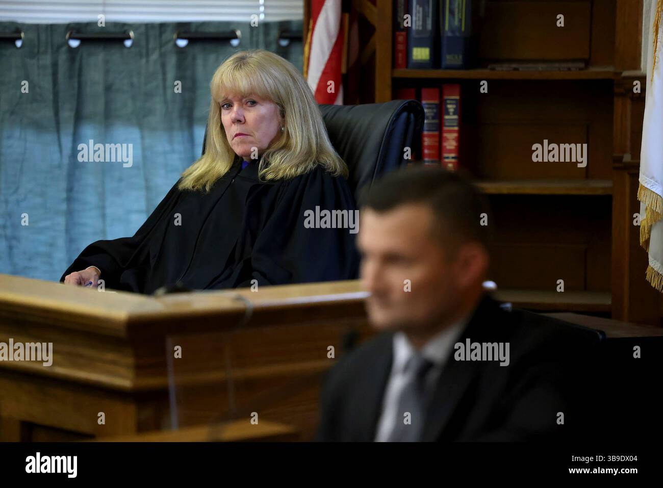 Court judge Beverly Cannone listens as Massachusetts State Police Sgt ...