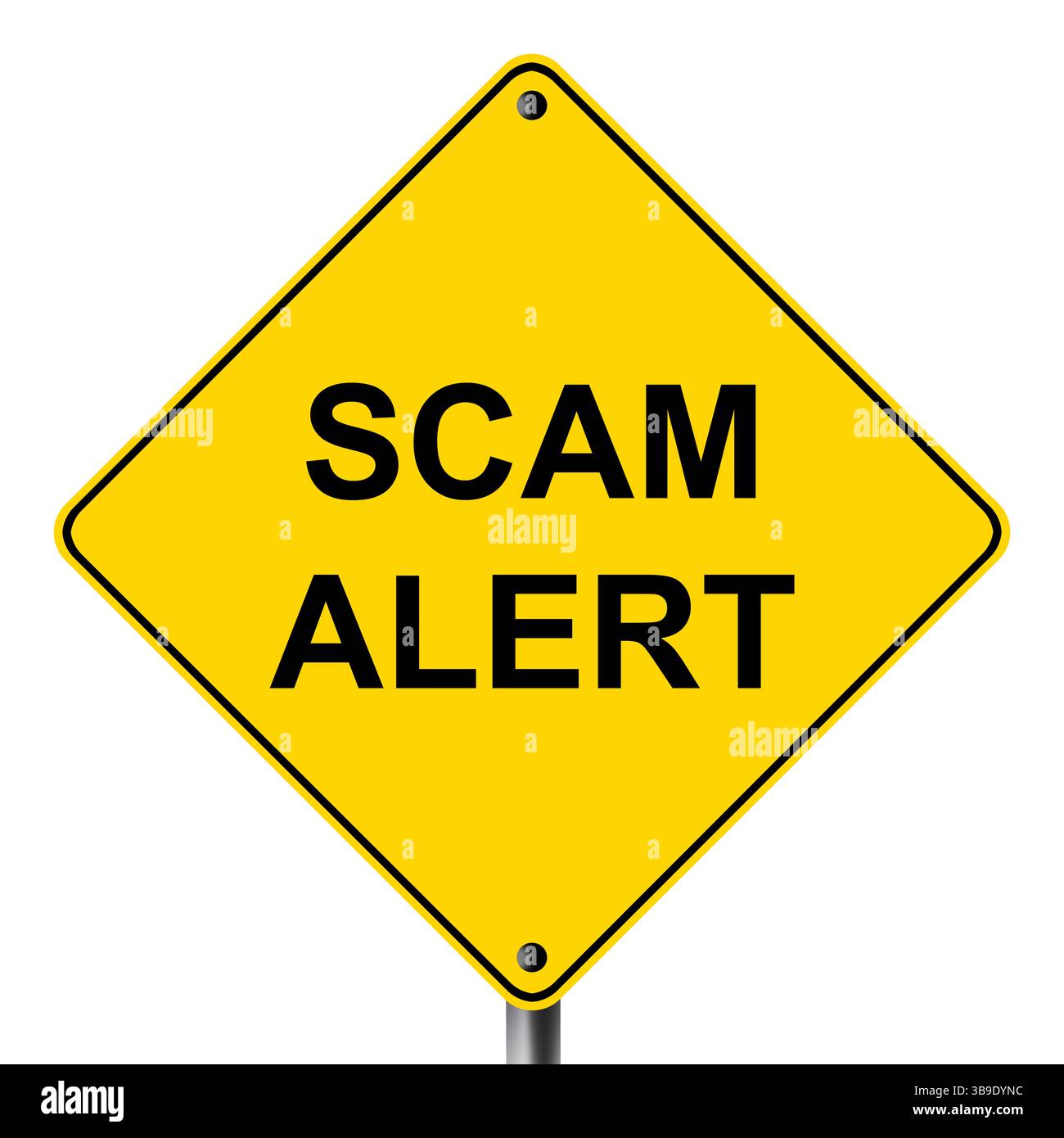 Yellow scam alert danger sign with clipping path Stock Photo - Alamy