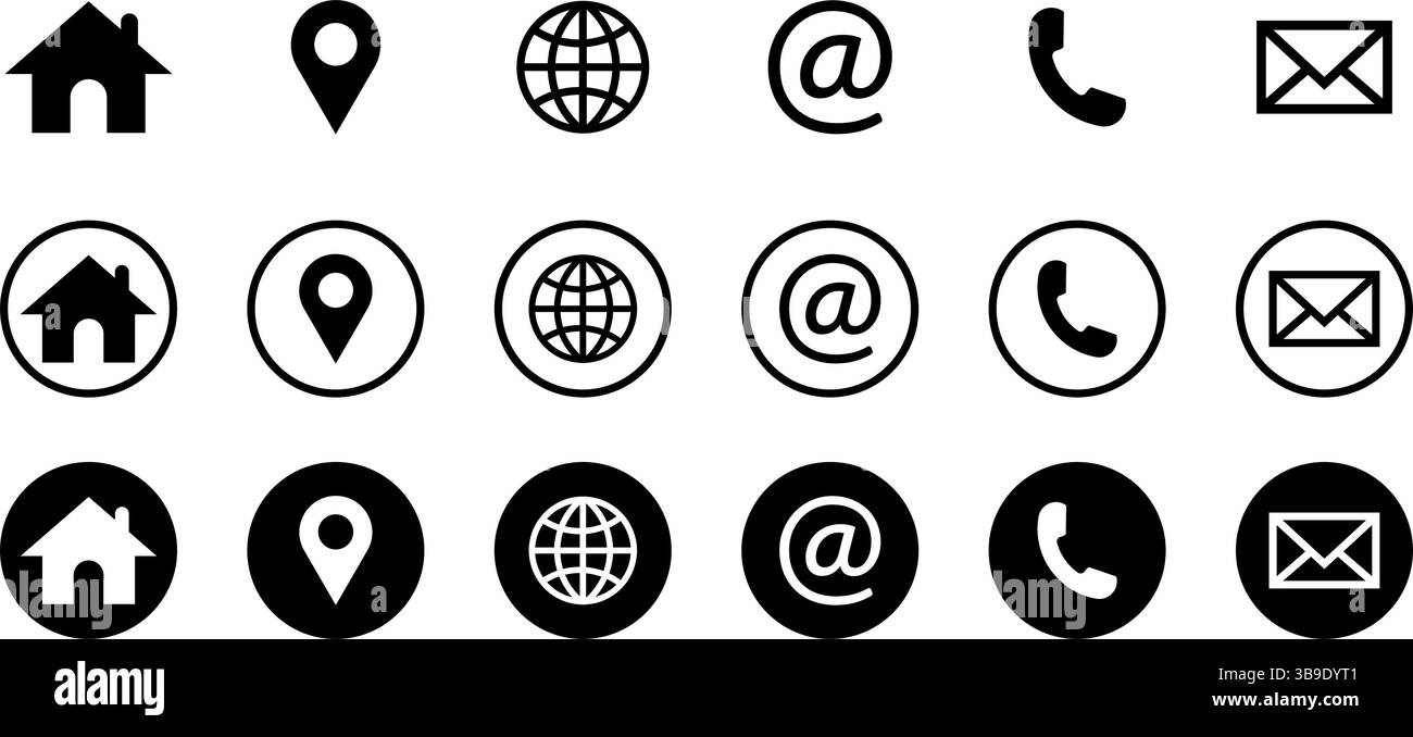 Minimal Contact Icons Set for template - Home, Location, Web, Email ...