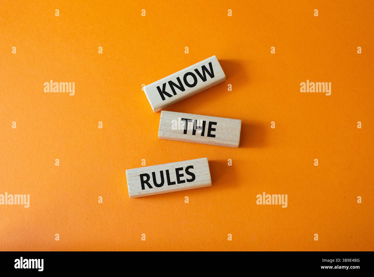 Know the rules symbol. Wooden blocks with words Know the rules ...