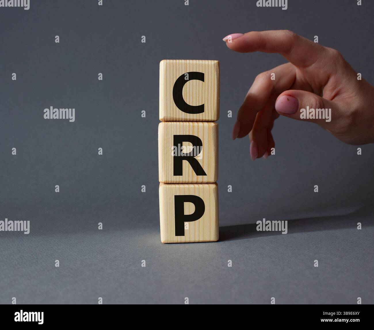 Crp C Reactive Protein Test Symbol Wooden Cubes With Word Crp Doctor Hand Beautiful Grey
