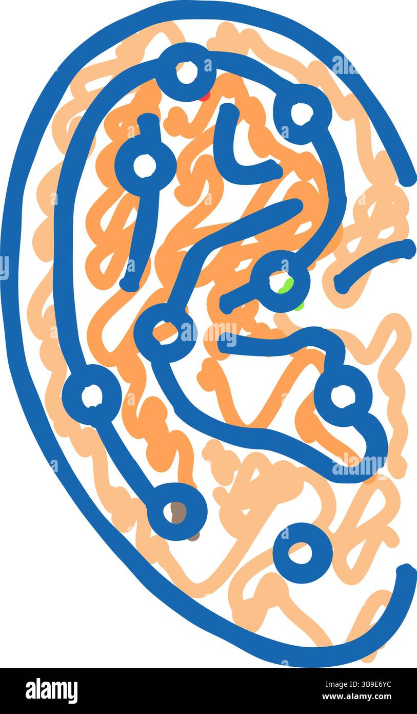 ear points acupuncture icon doodle illustration Stock Vector Image ...