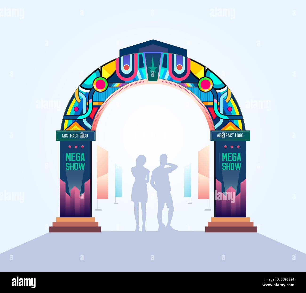 Entrance arch illustration for festival and cultural events with ...