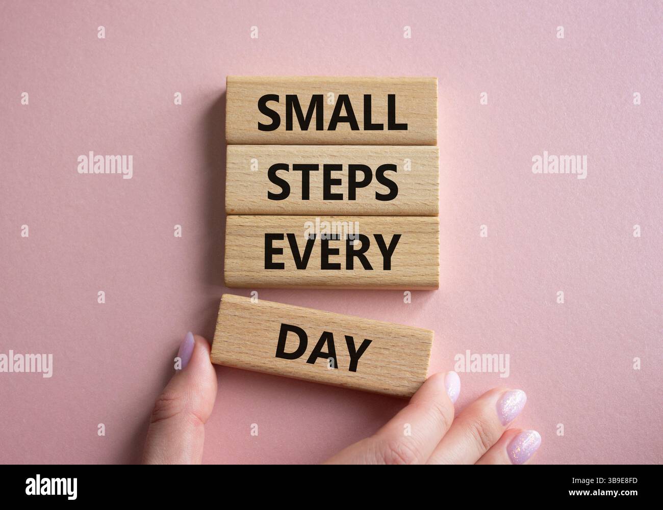 Small Steps Every Day symbol. Wooden blocks with words Small Steps ...