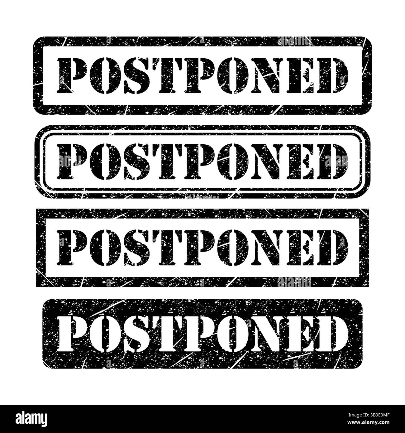 Set of Postponed stamp symbol, label sticker sign button, text banner ...